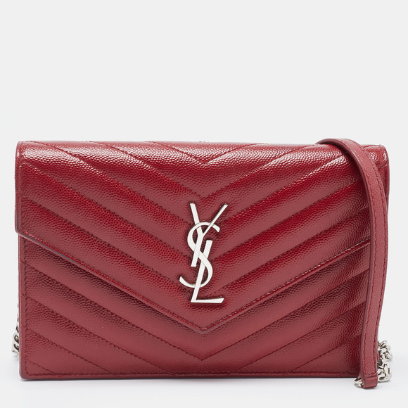 Yves Saint Laurent | Bags | Saint Laurent Dark Red Matelasse Leather ...